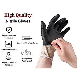 Nechtik BBQ Gloves disposable - 4 Cotton Glove Liners and 100 Disposable Gloves - Meat Gloves - Machine Washable - Powder Free Latex Free, Black Nitrile Gloves