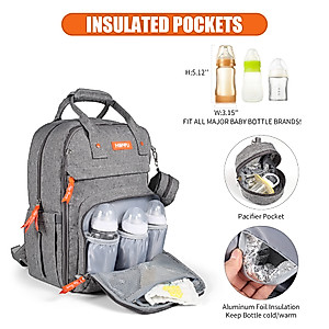 Homfu Diaper Bag Backpack with Changing Pad for Mommy Bags Grey Laptop Travel Backpacks Multifunction Dad Diaper Bag Waterproof Large Capacity Maternity Back Pack for Mom Boys Girls