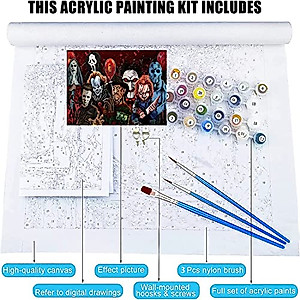 koemhxb Halloween Paint by Number for Adults(24x16 inch),Large Paint by Numbers Kits for Adults Beginner,Halloween Painting by Numbers for Home Wall Decor