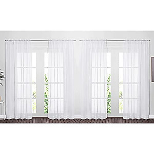 NICETOWN 4 Pieces Sheer White Curtains 84 - Window Treatment Rod Pocket Tulle Voile Drape/Panel Sets for Patio Door (4 Panels, W60 x L84)