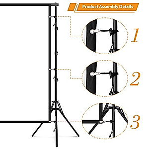 PHOPIK Projector Screen with Stand: 120 inch Portable Indoor Outdoor Projector Screen Fordable & Wrinkle-Free Outdoor Movie Screen with Carry Bag for Home Theater Camping and Recreational Events