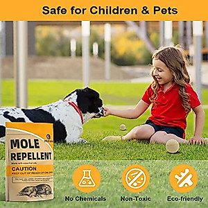 Pufado Mole Repellent, Vole Repellent Outdoor, Gopher Repellent, Mole Repellant for Lawn, Mole Deterrent for Yard, Mole Control, Keep Mole and Vole Out of Your Garden, Safe Around Pet & Plant -4 Packs