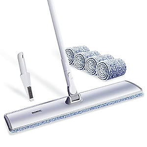 BOOMJOY Microfiber Mop for Floor Cleaning with 4 Pads, Mop for Hardwood Floor, 24" Widened Aluminum Head, Dust Mop for Laminate & Tile, Wooden Cleaning