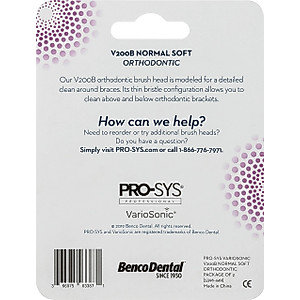 PRO-SYS VarioSonic V200B Normal Soft Orthodontic Replacement Heads, Pack of 2. Also fits Burst Brush!