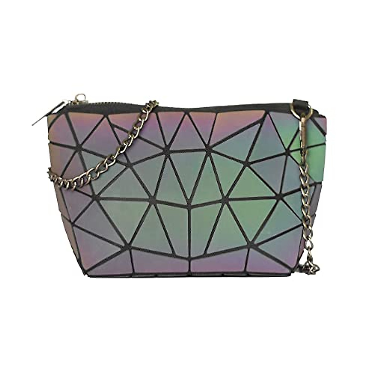JOBEDE Holographic Laser Shoulder Bag, Geometric Hard Lattice Purses Handbags Reflective Envelope Handbag Luminous Purses Crossbody Bag Tote for Women