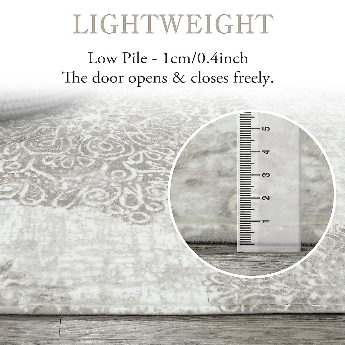 Lahome Medallion Round Rug 4ft, Washable Round Area Rug for Entryway, Non Slip Circle Bathroom Rug Ultra-Thin Door Mat, Gray Accent Throw Small Round Rugs for Office Bedroom Laundry Room