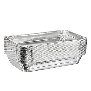 Full Size Deep Steam Aluminum Table Pans - Disposable to go Foil Pans for Chafing, Baking, Storing and Catering Containers (21” x 13” x 3”) (10, With Lids)