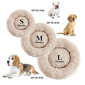 SunStyle Home Calming Pet Bed, M(24'x24'), Brown, 25 lbs, Polyester, Round, Stuffed, Sewn