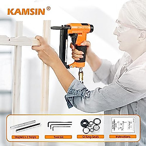 Kamsin 22 Gauge KN7116L Long Nose Upholstery Staple Gun Fits 3/8" (9.1mm) Crown 3/16" to 5/8" Length 71 Series Staples, Pneumatic Stapler Gun for Furniture and Fabric