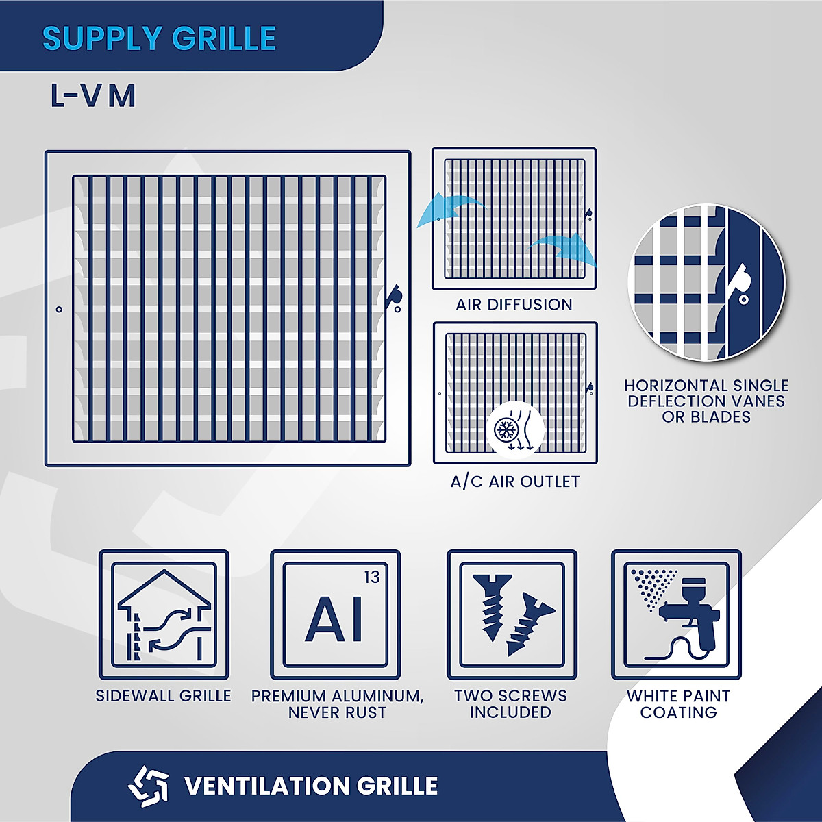 Premium Aluminum Wall Vent Cover - 14 x 8 Inch AC Grille with Adjustable Blades - Rustproof and Durable - Enhance Airflow Efficiency- [Front Grille Size: 15.6" x 9.6"][Duct Hole:14 x 8]