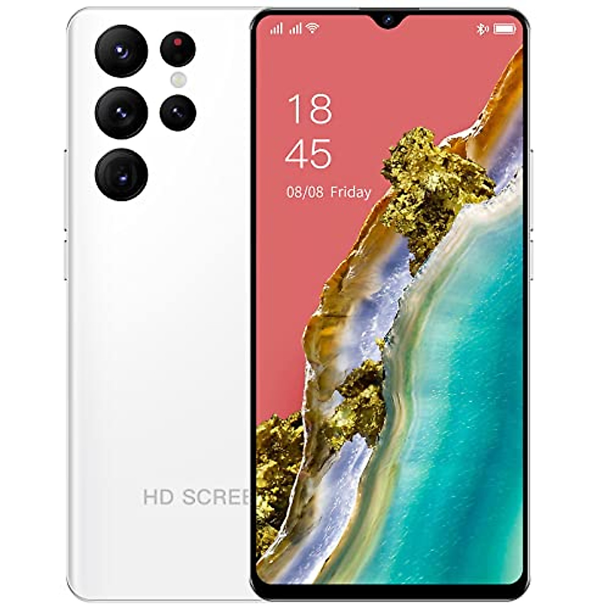 Unlocked Smartphones, 5G Android Smart Phone HD Full Screen Phone, Dual SIM Unlocked Cell Phone, 2+16G RAM, Long Battery Life, 6.53-inch Water Drop Screen Touch Screen Mobile Cell Phone (White)