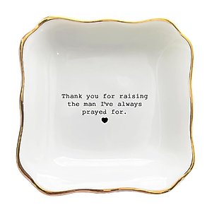 BAT TRANG Ceramic Jewelry Tray - Thank You For Raising The Man I've Always Prayed For Dish - Mother of The Groom Gifts From Bride - Mother In Law Gifts - Mother Of Groom Gifts