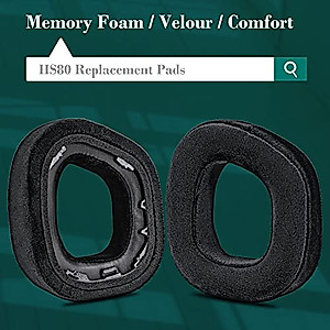 ZIXUANCUSHION HS80 Ear Pads Compatible with HS80 RGB Headset - HS80 Ear Cups/1.18 Inches Thick/Memory Foam Ear Cushions (Velour)