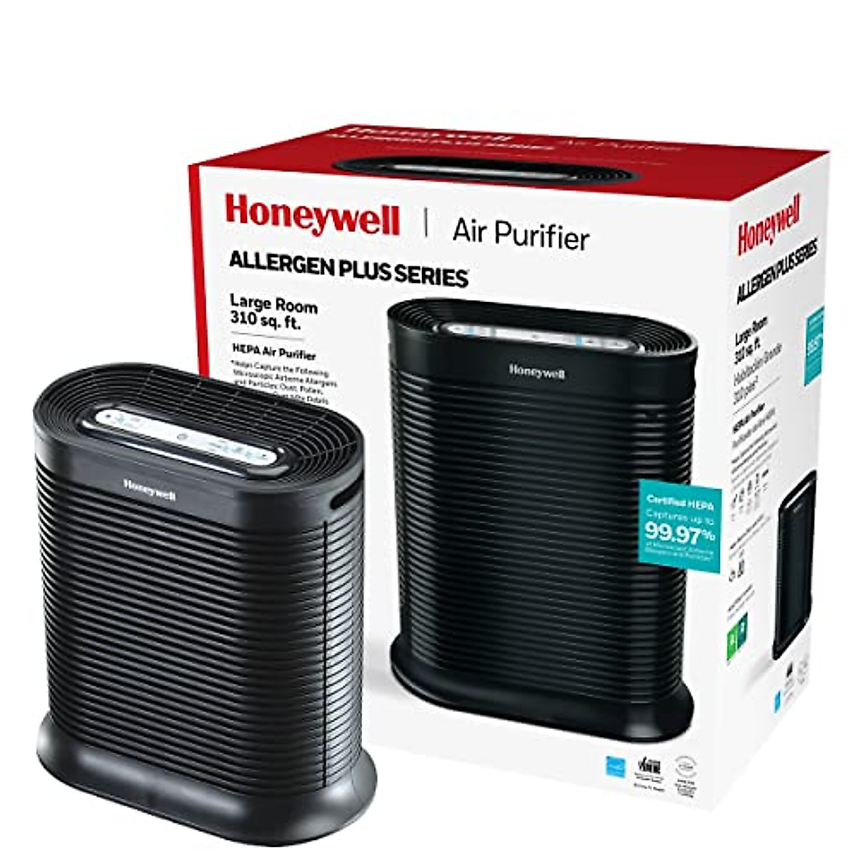 Honeywell HPA200 HEPA Air Purifier for Large Rooms - Microscopic Airborne Allergen+ Reducer, Cleans Up To 1500 Sq Ft in 1 Hour - Wildfire/Smoke, Pollen, Pet Dander, and Dust Air Purifier – Black