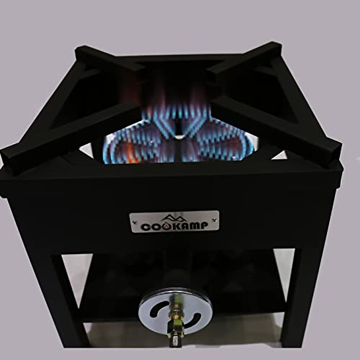 COOKAMP High Pressure Banjo 1-Burner Outdoor Propane Gas Cooker with 0-30 PSI Adjustable Regulator and Steel Braided Hose For Outdoor Cooking Turkey Fry SA1750