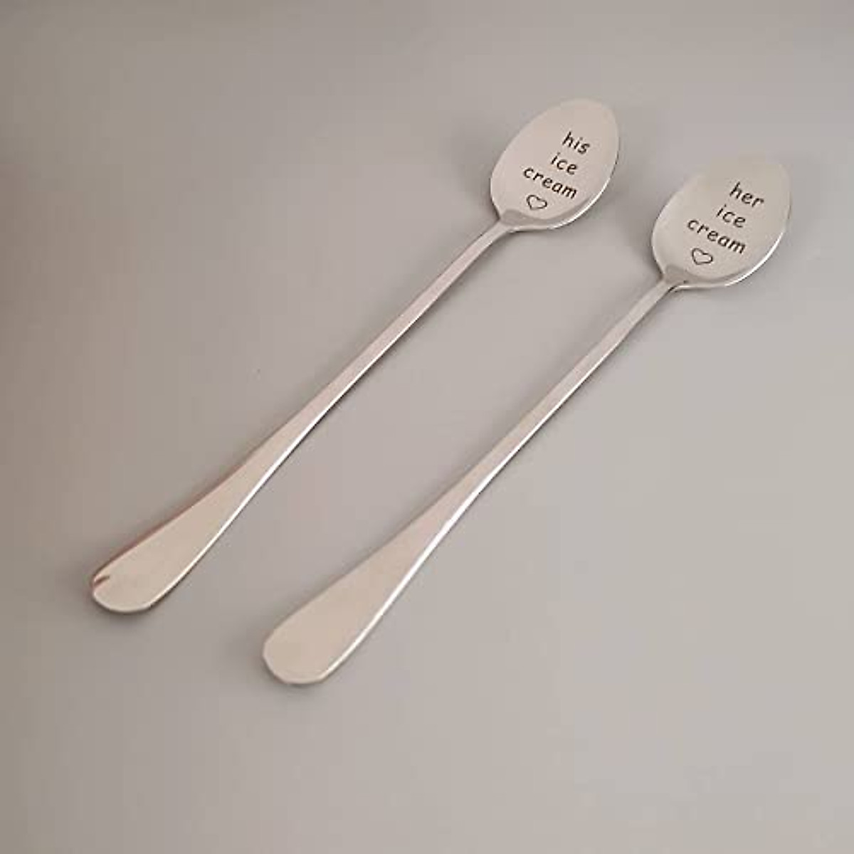 His and Her Gifts Coffee Spoons for Couples Anniversary Valentines Day Gifts for Her Him Birthday Gifts for Boyfriend Girlfriend Ice Cream Spoon Tableware 2pcs