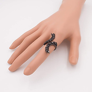 Cocktail Fashion Ring Size Adjustable From 6-8.5 CZ Marquise Shape Jewelry for Women (Black)