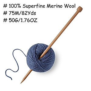 Gisimo 100% Merino Wool Yarn, 3-Ply Luxurious and Soft Yarn for Hand Knitting & Crocheting (Navy Blue, 1Ball)