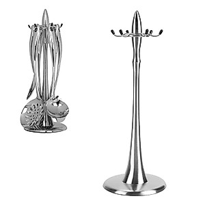 Kitchen Countertop Utensil Holder,304 Stainless Steel Cooking Utensils Set with Holder, with 8 Rotating Hooks,for Spoon, Spatula, Soup Ladle, Spaghetti Server, Skimmer