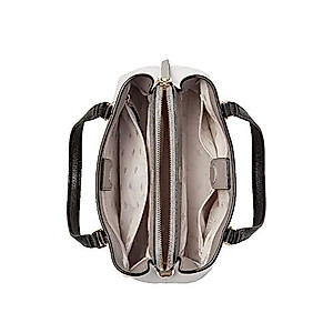 Kate Spade New York Purse Jackson Medium Triple Compartment Satchel (Soft Taupe/Pure White/Black)