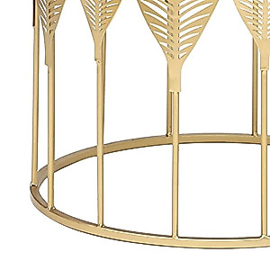 Adeco Set of 2 Side, Decorative Round Metal Accent End Nightstands, Coffee Plant Stand for Living Room Bedroom Nesting Tables, Gold Leaf