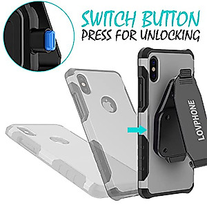 Phone Belt Clip,LOVPHONE Universal Holder with Quick Mount,Easy On/Off for iPhone 14,14 Pro,14 Max,14 Pro Max,13,13 Pro,13 Pro Max,12,12 Pro,12 Pro Max,11,11 Pro,11 Pro Max,X,XS,XR,XS Max,7/8,7/8 Plus