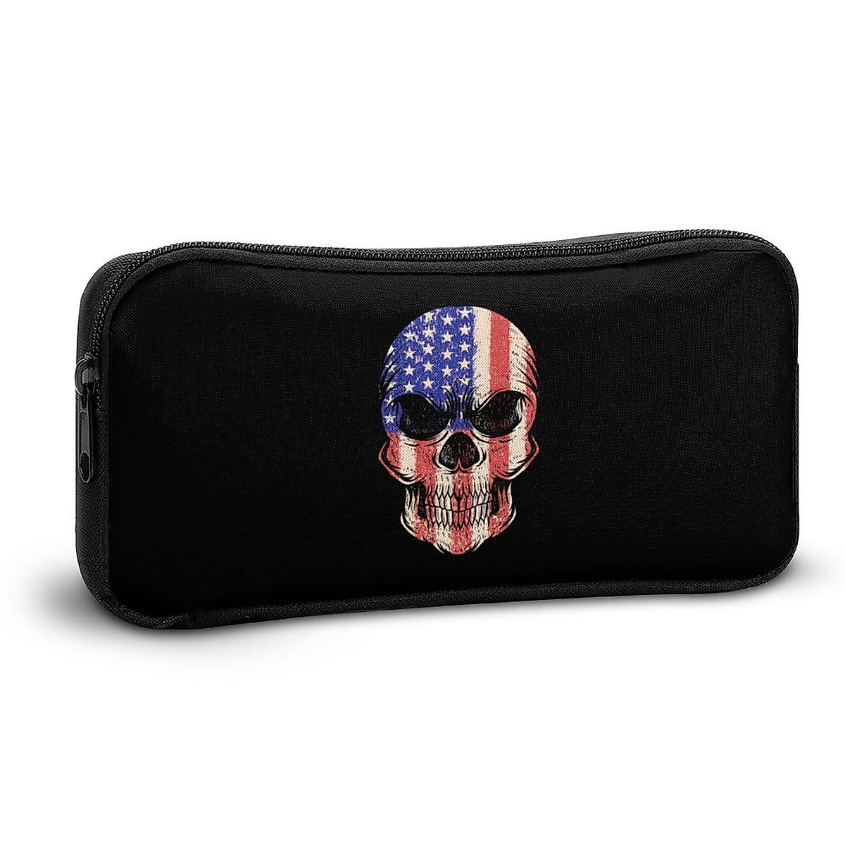 Skull USA Flag Pencil Case Pencil Pouch Coin Pouch Cosmetic Bag Office Stationery Organizer