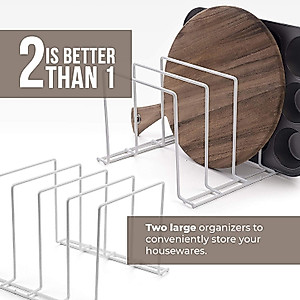 Stock Your Home White (2 Pack) Steel Baking Pan Organizer Rack for Cabinet or Counter, Holder for Kitchen Cutting Boards, Pot Lids, or Cookie Sheets - Rust Proof Wire, Drying Storage