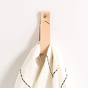 KEYAIIRA - Medium Leather Wall Hook, minimalist leather strap hanger for bath towel holder leather wall hook strap towel hook bathroom decor brass towel ring nordic home