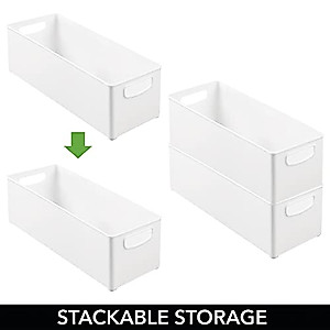 mDesign Plastic Video Game Organizer - Game Storage Holder Bin with Handles for Media Console Stand, Closet Shelf, Tower, and Bookshelves - Holds Disc, Video Games, Head Sets - 2 Pack - White