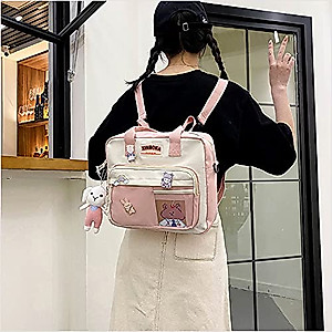 Kawaii Backpack Aesthetic Cute Bags Japanese School Bag Y2k Tote Bags Ita Bag Crossbody Girls Kawaii School Supplies (Pink, One Size)