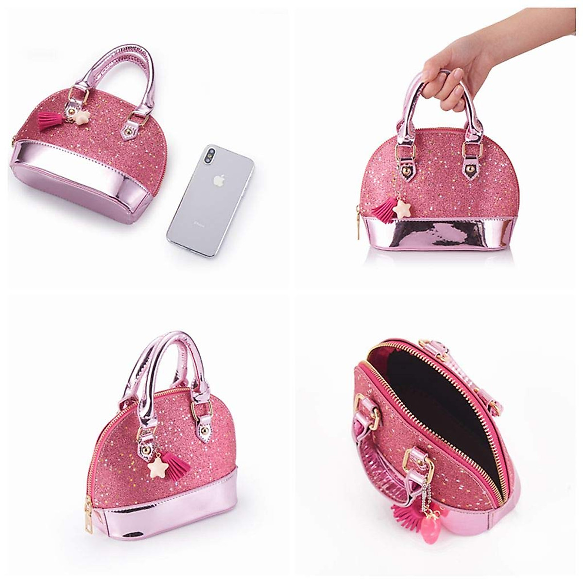 YiSu Princess Little Girls Purses Toddler kids Crossbody Bag Wall et Shell Shape Handbags for girls cute Tote (pink)