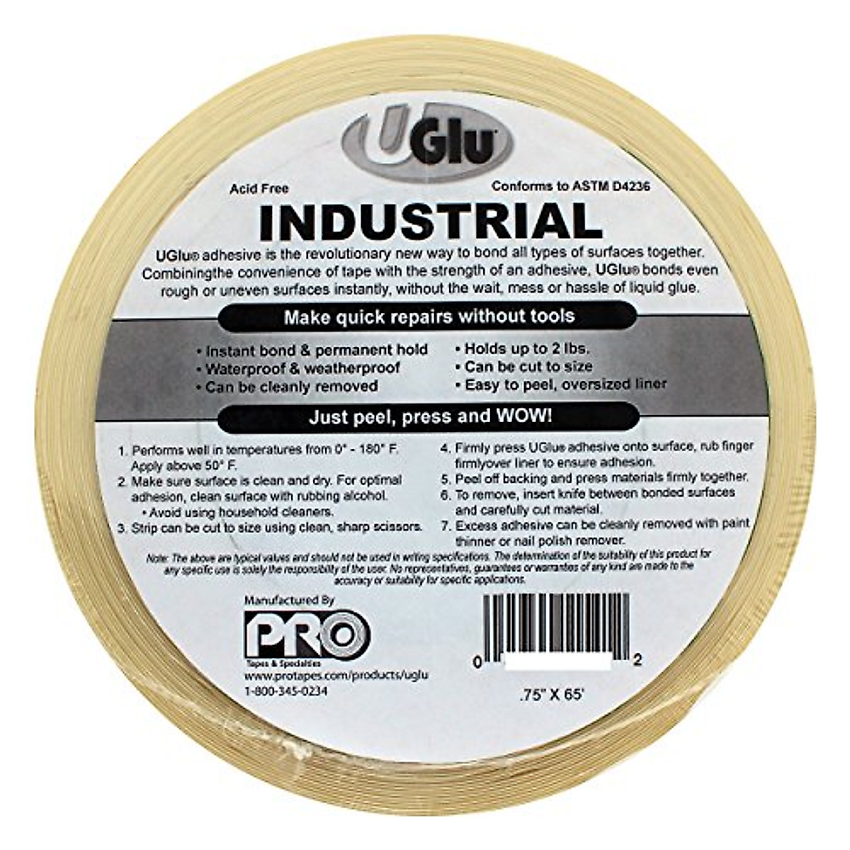 ProTapes 306UGLU3465 UGlu 20 Mil Roll 3" Core 3/4" Wide x 65'