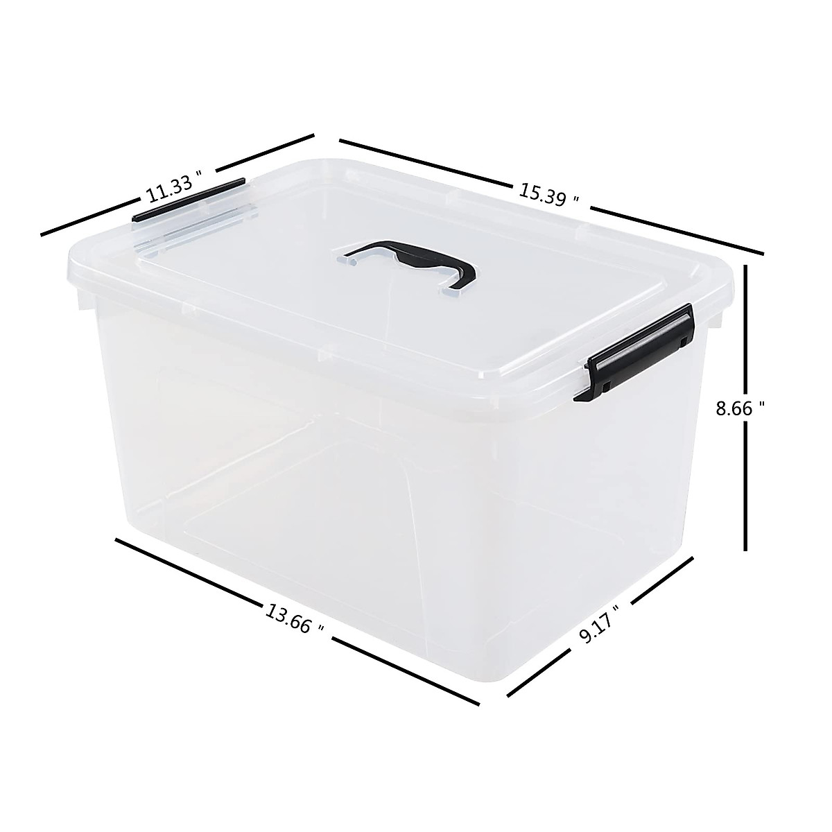 Esdiplot 4 Pack 17.5 L Stackable Latching Container Bins with Lid, Clear Plastic Storage Box with Handle