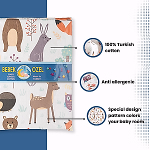 Bebek Ozel Fitted Crib Sheets,0 Organic Cotton Sheets for Standard Crib and Toddler Mattresses, (Pack of 1)(28"x52") Turkish Cotton Baby Crib Sheets Neutral(NO Pillow Cover)(Nature Green)