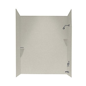 Swanstone SS00723.121 Solid Surface Glue-up 3 Panel Bathtub Wall Kit, 30-in L X 60-in H X 72-in H, Glacier