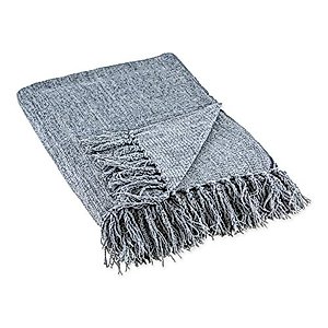 DII Chenille Throw Collection Solid Fringed, 50x60, Denim Blue