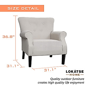 LOKATSE HOME Accent Armchair Single Sofa Modern Comfortable Furniture for Living Room, Club, Bedroom, Beige