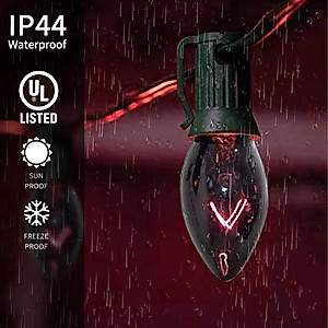 CHYSUPER C7 Replacement Bulbs, Christmas Light Bulbs, Dark Purple 5W Incandescent Bulbs for Halloween Outdoor String Lights Xmas Tree Patio Party Decor, C7 Bulbs E12 Candelabra Base- 25 Pack