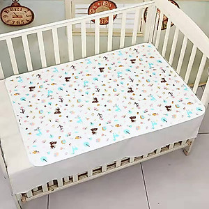 Monvecle Baby Infant Waterproof Cotton Changing Pads Washable Resuable Diapers Liners Mats Forest 40" x 28"