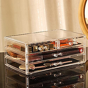 Makeup Organizers and Storage With Lid,Dustproof Waterproof Design Make up Organizer for Bathroom Countertop With 8 Drawers For Beauty Product,Skincare,Lotions,Perfume Cosmetic Storage Case