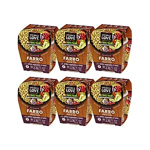 Kitchen & Love Cooked Farro, Grilled Vegetables & Herbs, Ready to Eat, Shelf Stable, Non Gmo, Dairy Free, Plant Based, Kosher, Vegan, Vegetarian, 7.9 Oz (6-Pack)