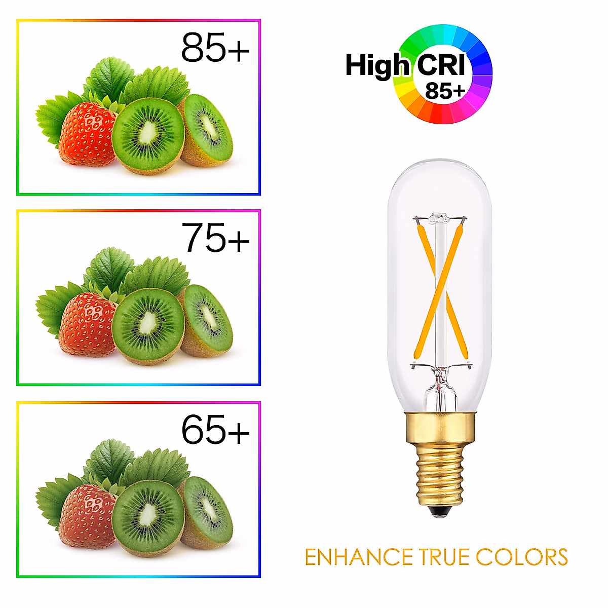 Vintage Dimmable T6 LED Bulb, 25W Equivalent/ 2 Watt, Antique E12 Edison Candelabra Light Bulbs, 2700K Soft Warm White T8/T25 Small Tubular Chandelier Lamp, 4 Pack