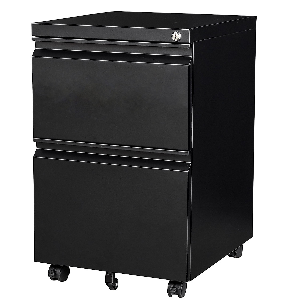 SISESOL 2 Drawer File Cabinet on Wheels,Metal Filing Cabinet with Lock,Black Rolling File Cabinets,Under Desk Office Cabinets for Home Office,Fit A4/Letter/Legal