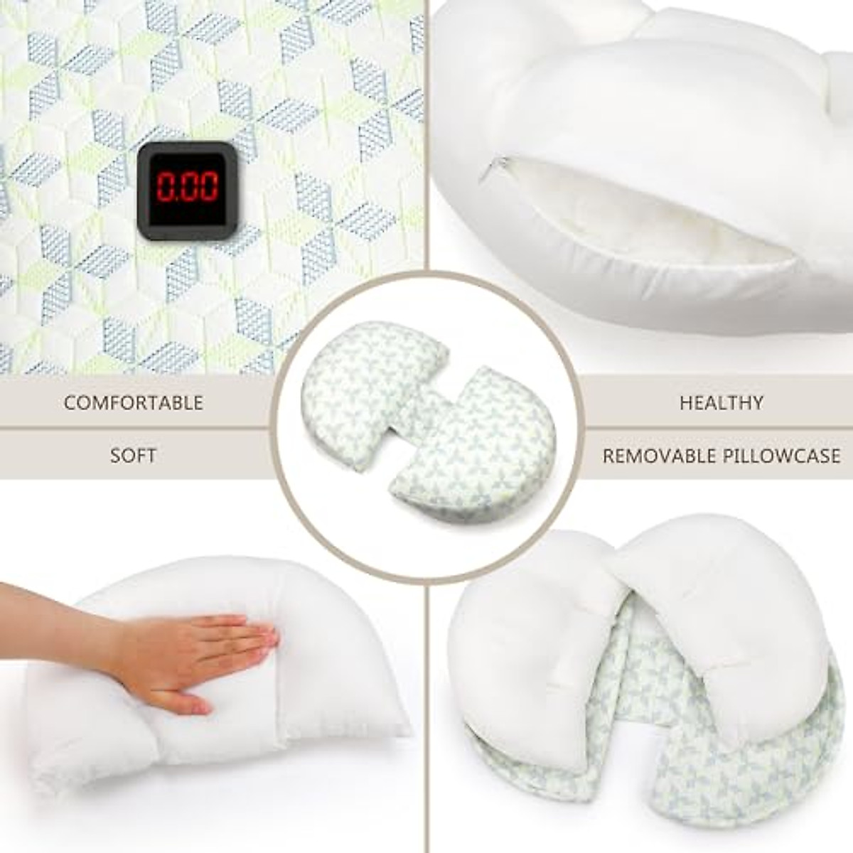 Pregnancy Pillow for Pregnant Women Soft Maternity Body Pillow Support for Back, Legs, Belly, HIPS,Maternity Pillow with Detachable and Adjustable Pillow Cover(Light Green)