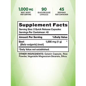 Nature's Truth Beet Root Capsules | 1000mg | 90 Pills | Herbal Extract | Gluten Free, Non-GMO Supplement, 90 Count