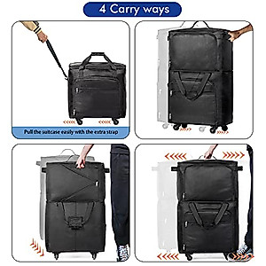 Large Collapsible Foldable Suitcase with Spinner Wheels Expandable Rolling Luggage Bag Carry On Wheeled Suit Case Maletas De Viaje Para Grandes Con Ruedas 50 Libras Ultra Lightweight Airline Approved