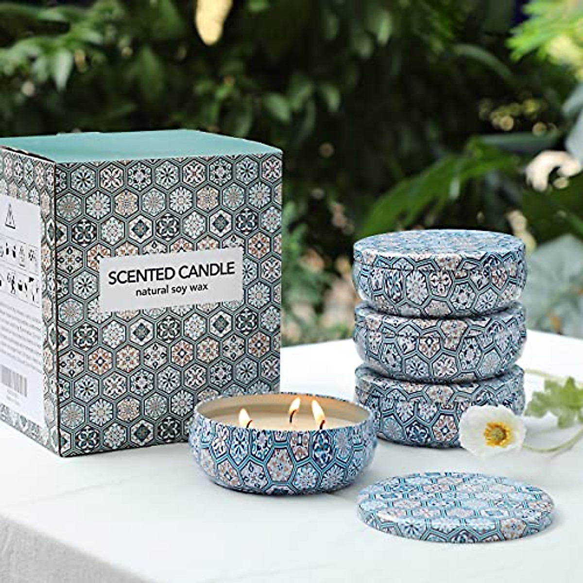 Large Citronella Candles Indoor Outdoor Set 4 x12oz Decorative Citronella Candles Outdoor Candles