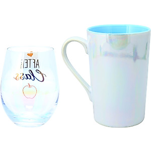 Pavilion Gift Company Before & After Class - 18 oz. Stemless Glass & 15 oz. Latte Cup Set