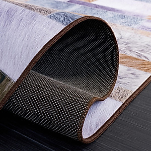 SAFAVIEH Faux Hide Collection Area Rug - 9' x 12', Beige & Purple, Rustic Modern Glam Design, Non-Shedding & Easy Care, Machine Washable Ideal for High Traffic Areas in Living Room, Bedroom (FAH515A)